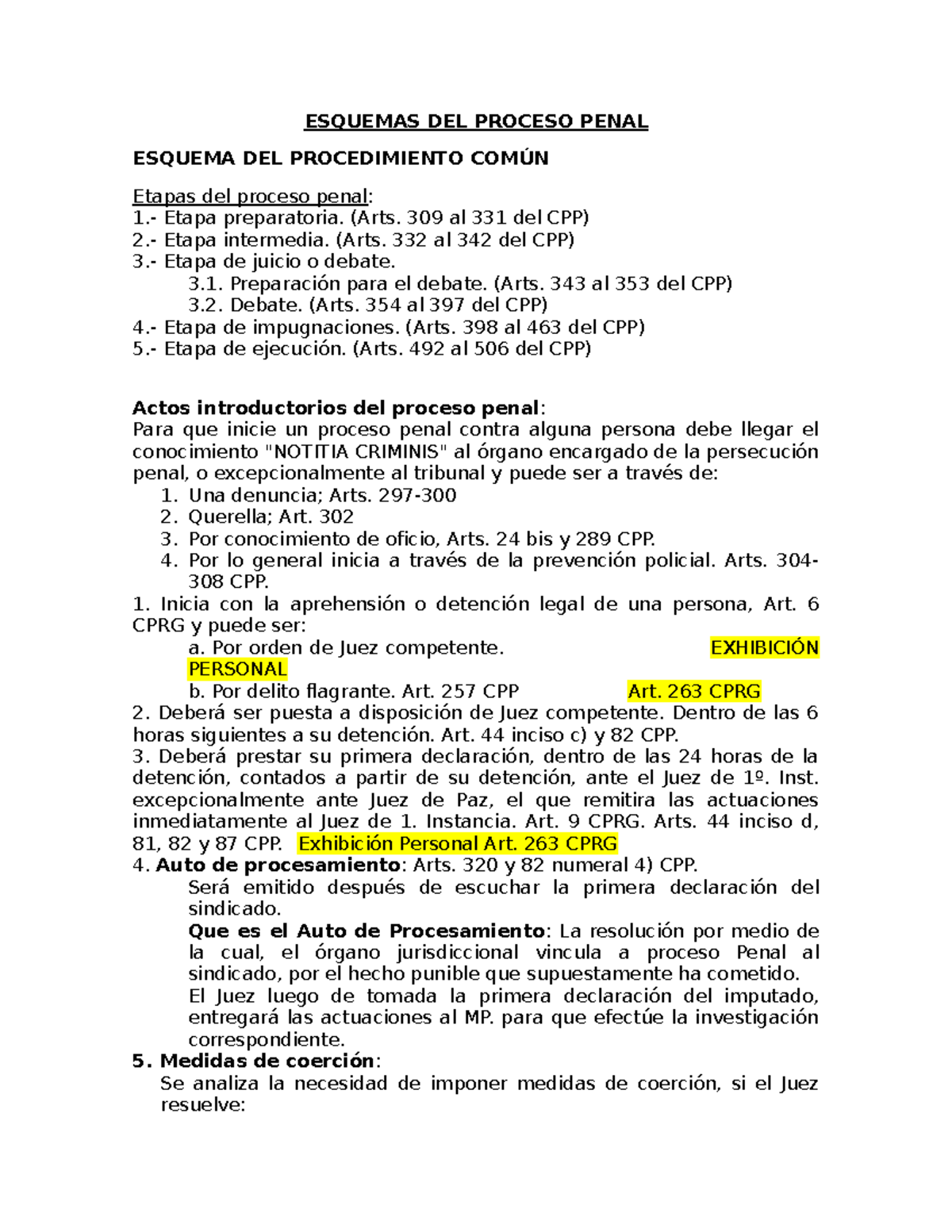 ESQUEMAS DEL PROCESO PENAL - ETAPAS Y PROCEDIMIENTOS (CPP) - Studocu