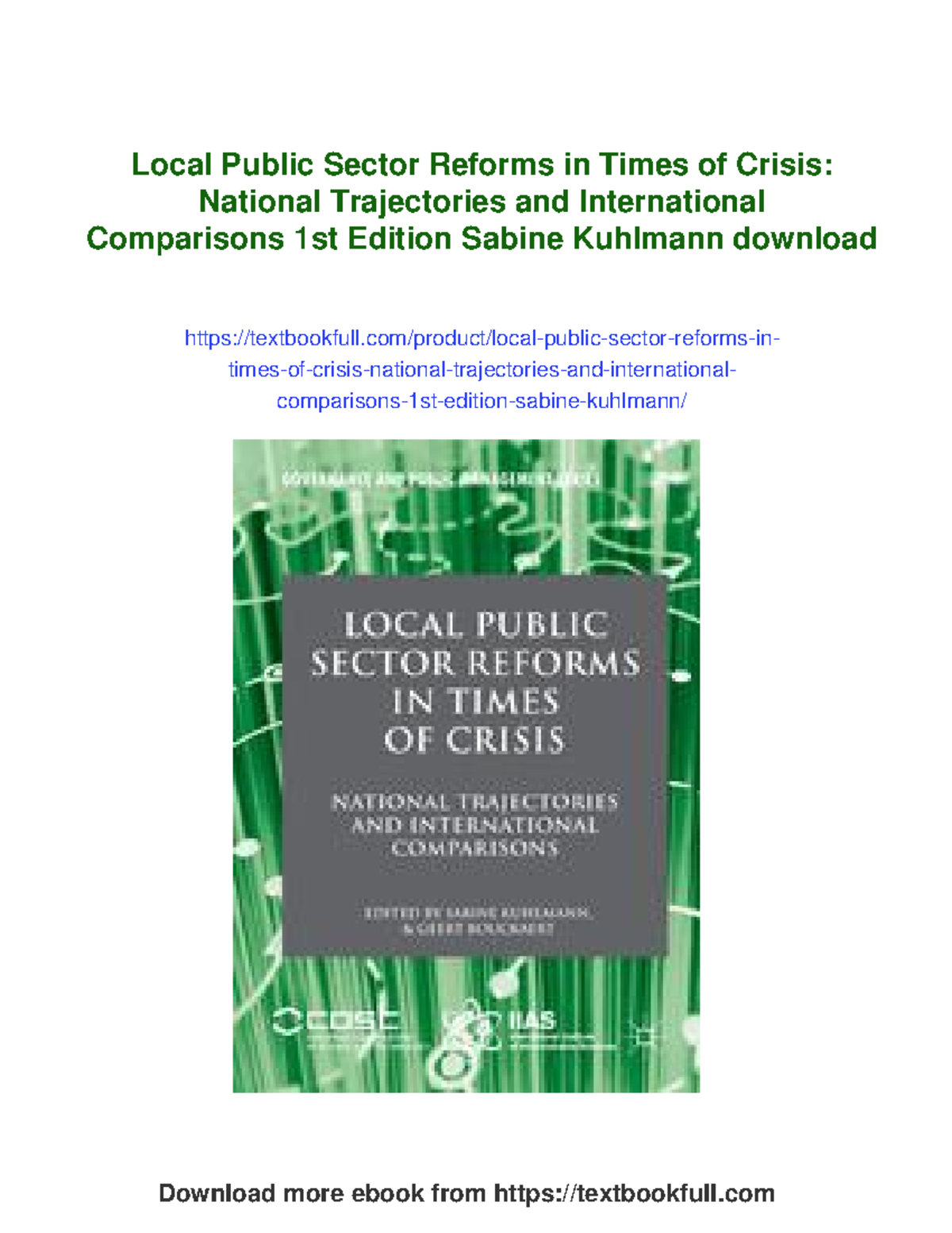 Local Public Sector Reforms in Crisis: Comparative Insights (IS1207 ...