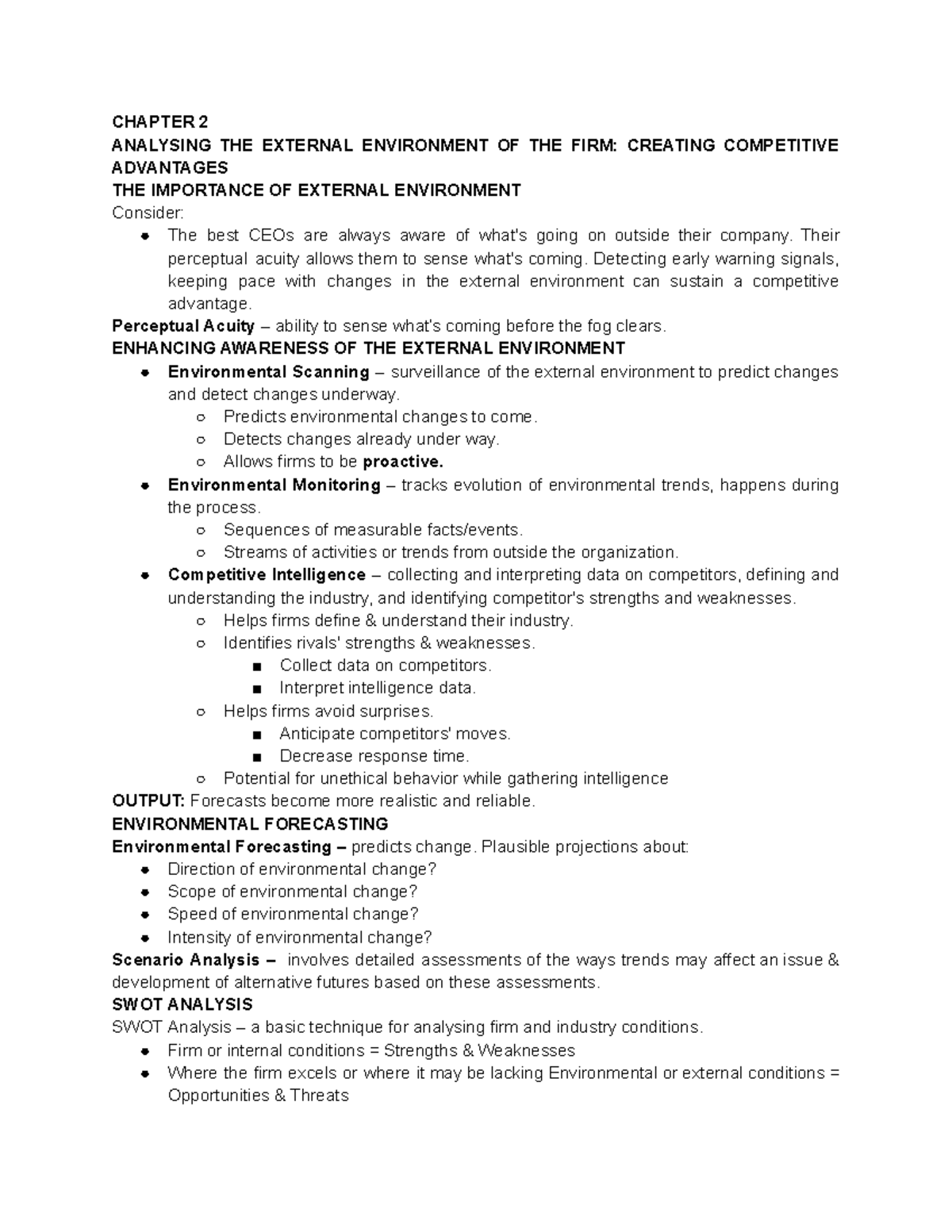 BME 90 CH2 - Analyzing the External Environment for Competitive Advantage - Studocu