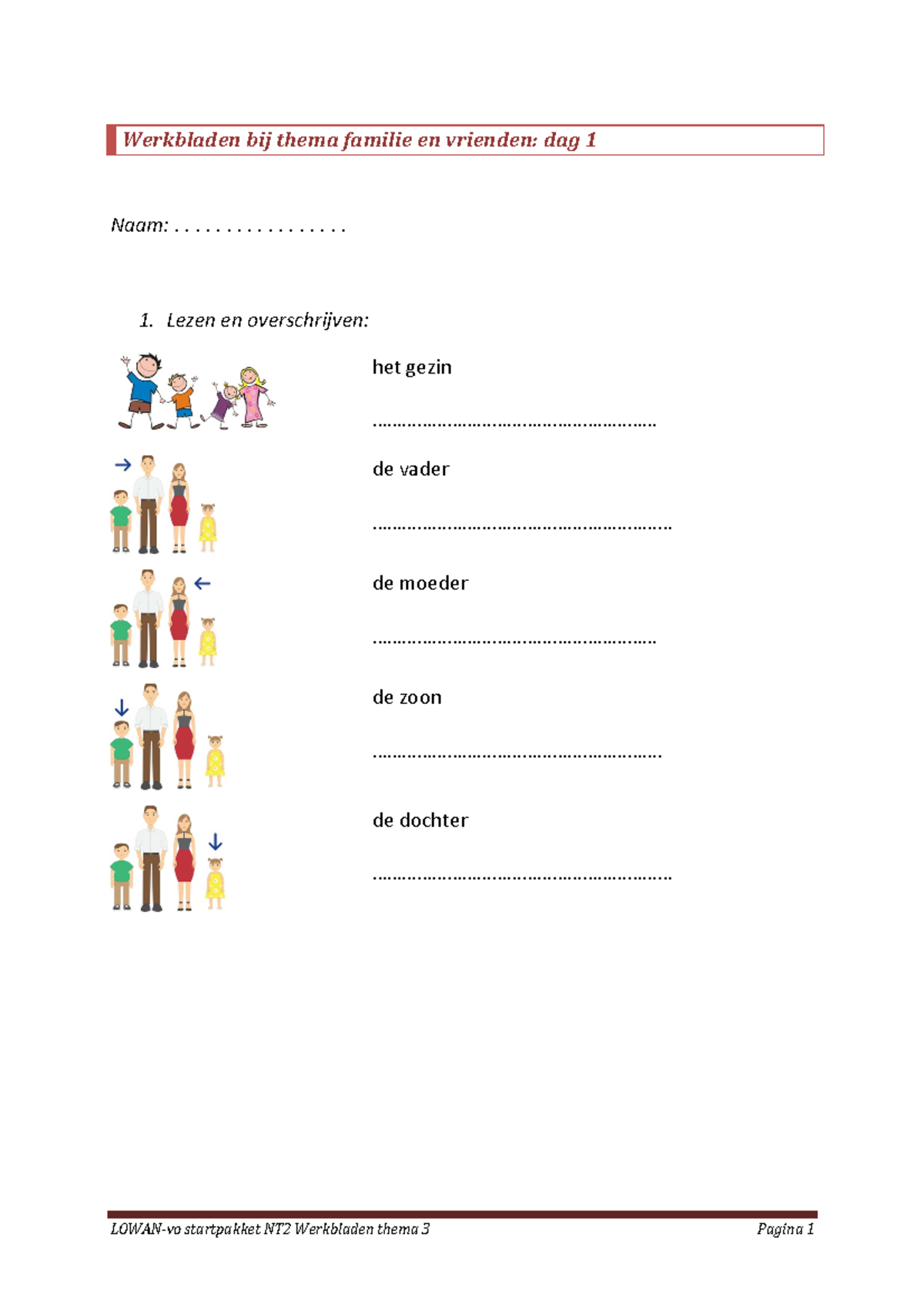 Werkbladen Thema 3: Woordenschat Familie en Vrienden NT2 - Studocu