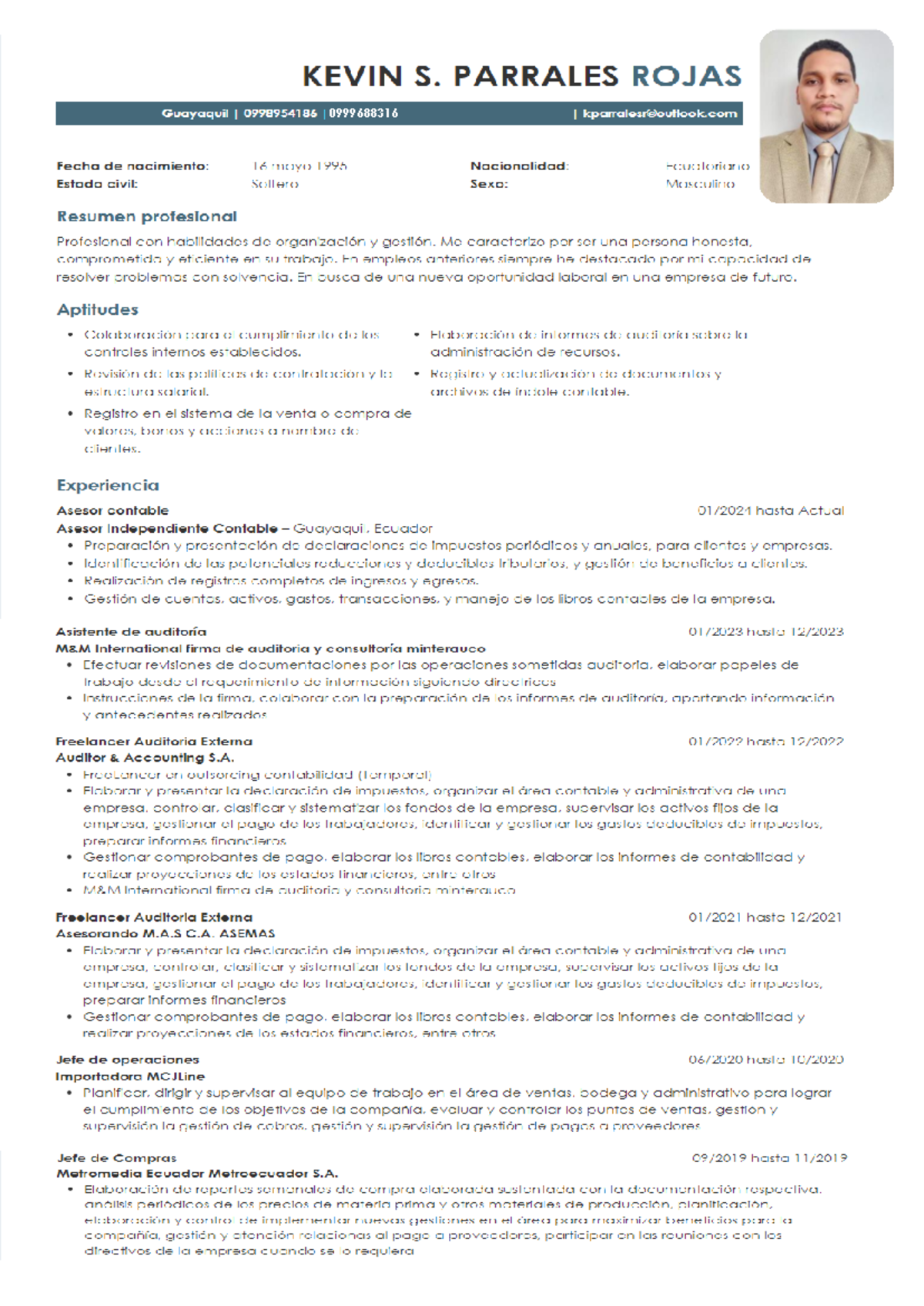 CV Kevin Parrales Rojas - KEVIN S. PARRALES ROJAS Guayaquil 0998954186 ...