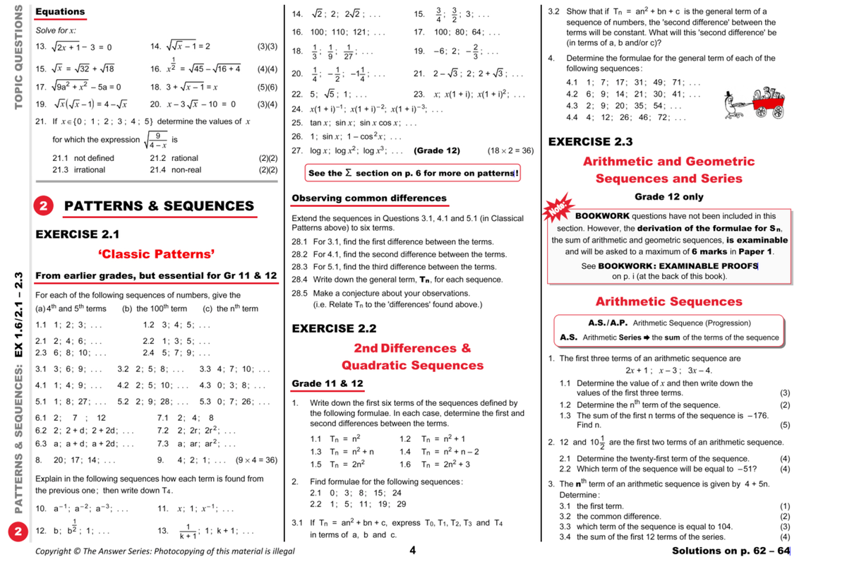 Grade 12 Patterns & Series Exam Prep: Arithmetic & Geometric Sequences ...