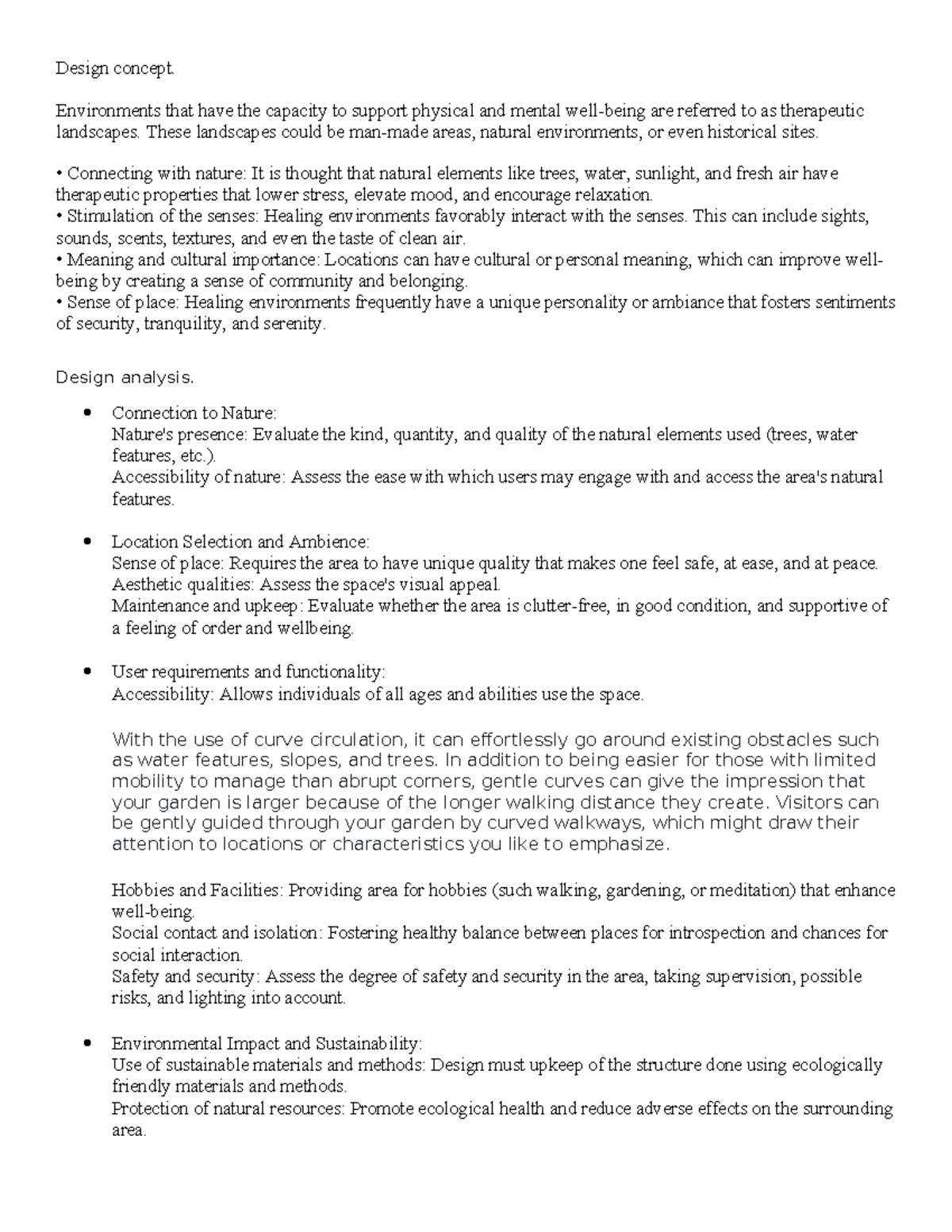 Therapeutic Landscapes: Design Concepts and Analysis - Studocu