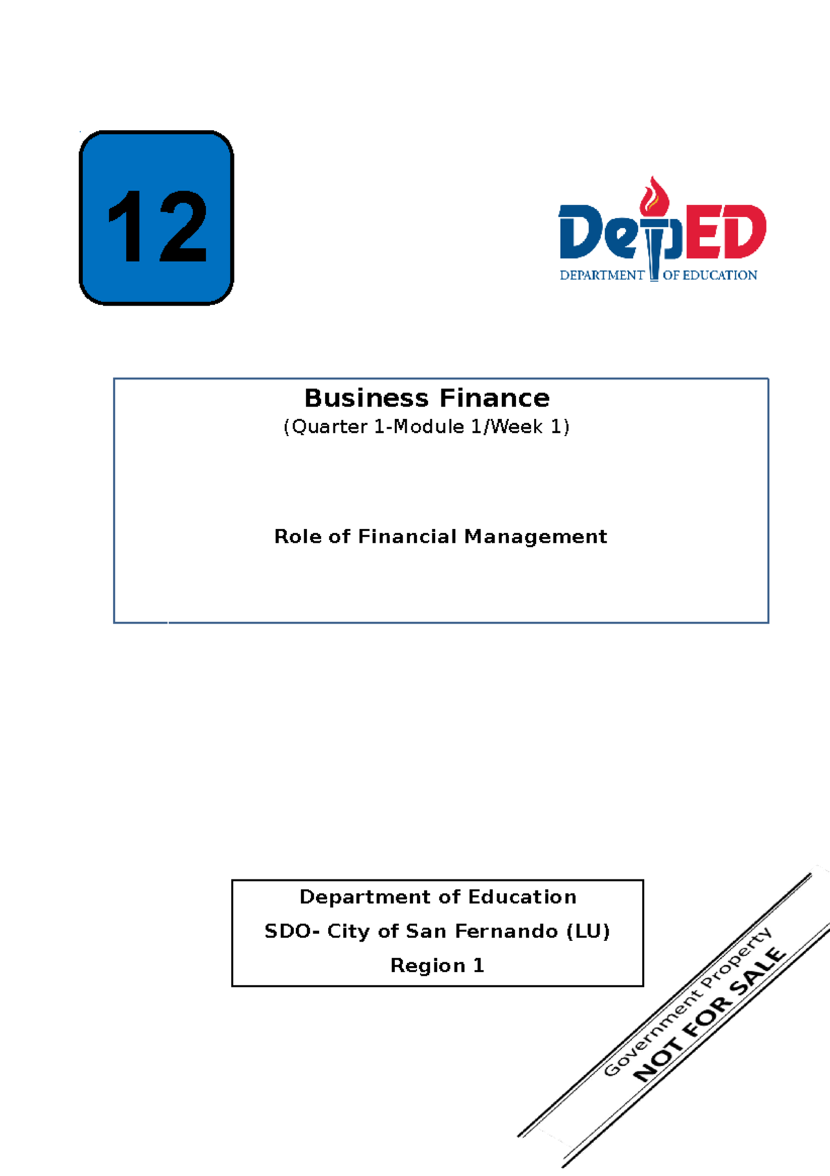 Q1-Module 1-week 1-role of financial mgmt - 12 Business Finance ...
