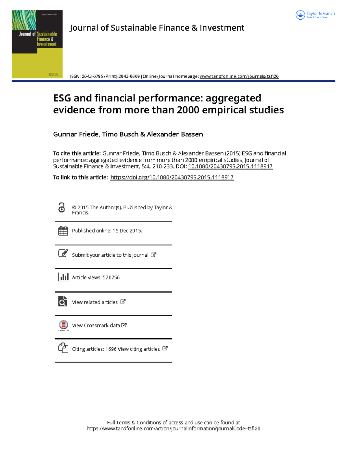 ESG & Financial Performance: Insights from 2000+ Studies - Studocu