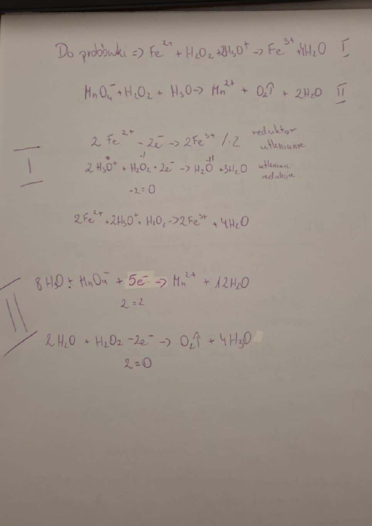 Projekt bez nazwy - redox - Podstawy Chemii - Do probbuki Fe2+ + H2O2 ...