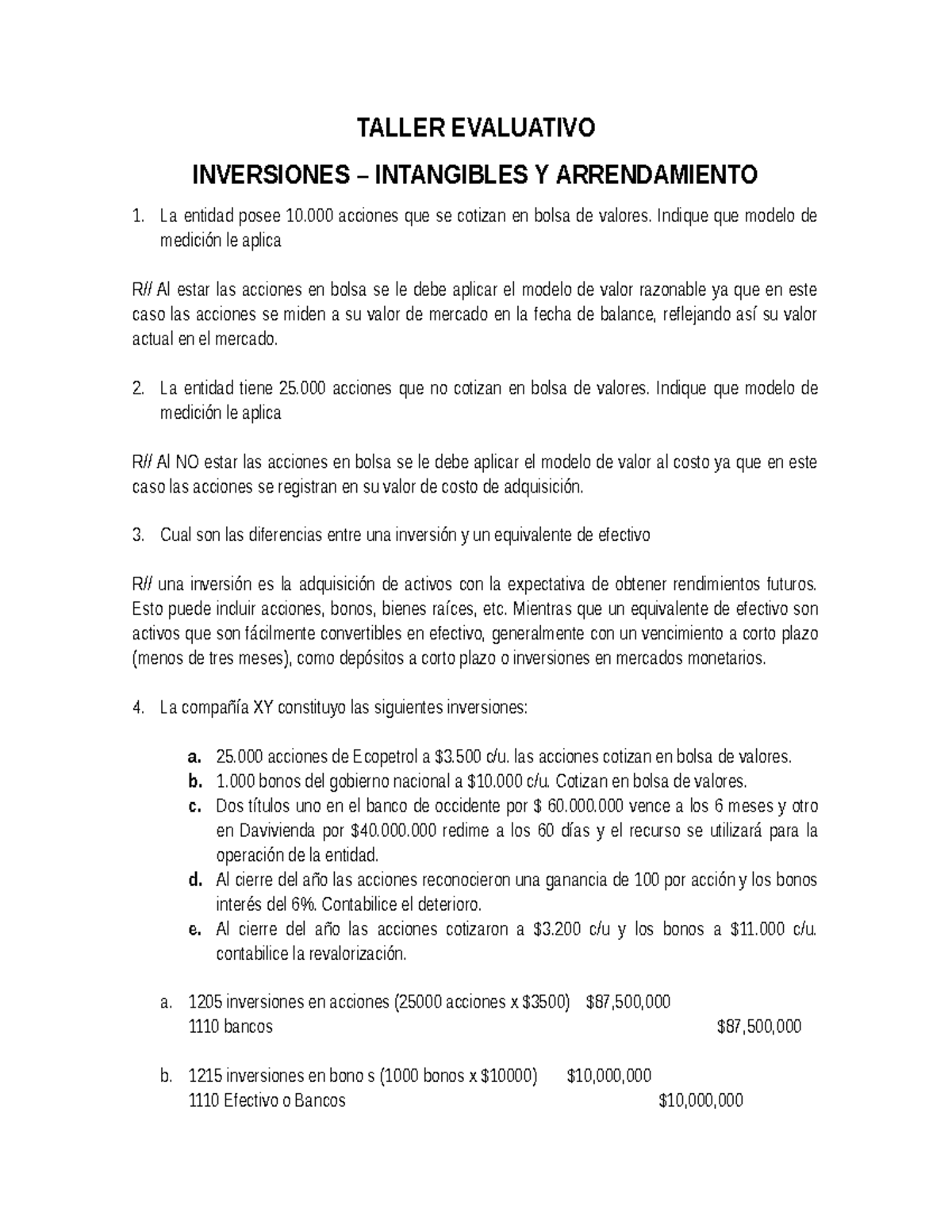 Taller Evaluativo: Inversiones Intangibles y Arrendamiento - Studocu