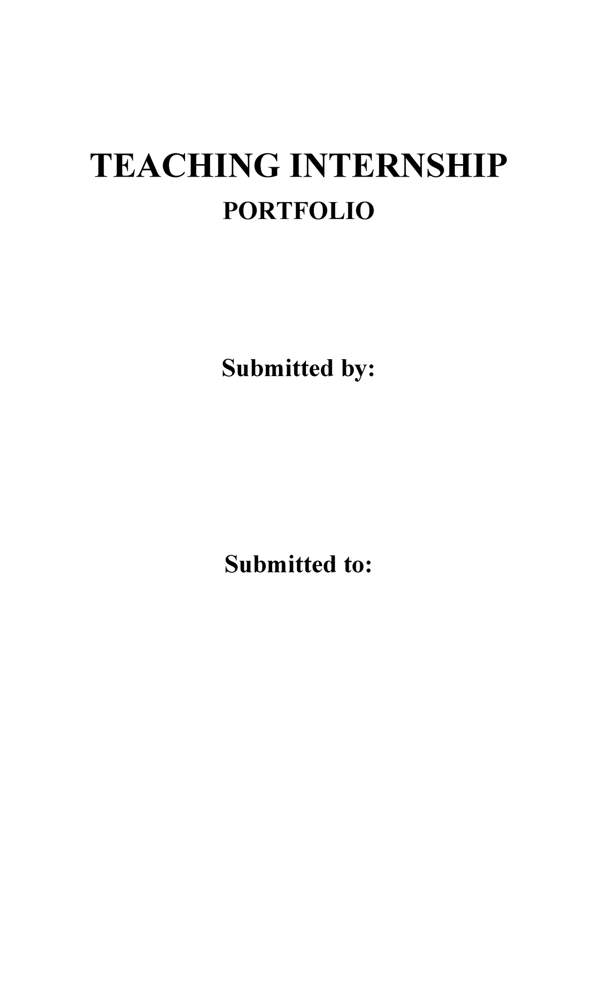 Teaching Internship Portfolio: Reflection and Preparation Guide - Studocu