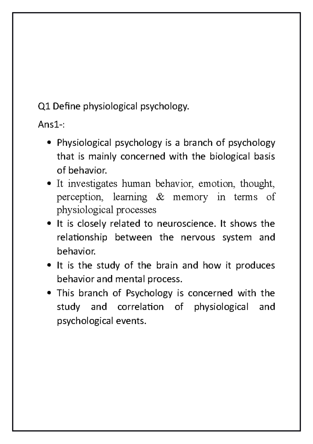 PSY 101: Physiological Basis of Behavior and Nervous System Overview ...