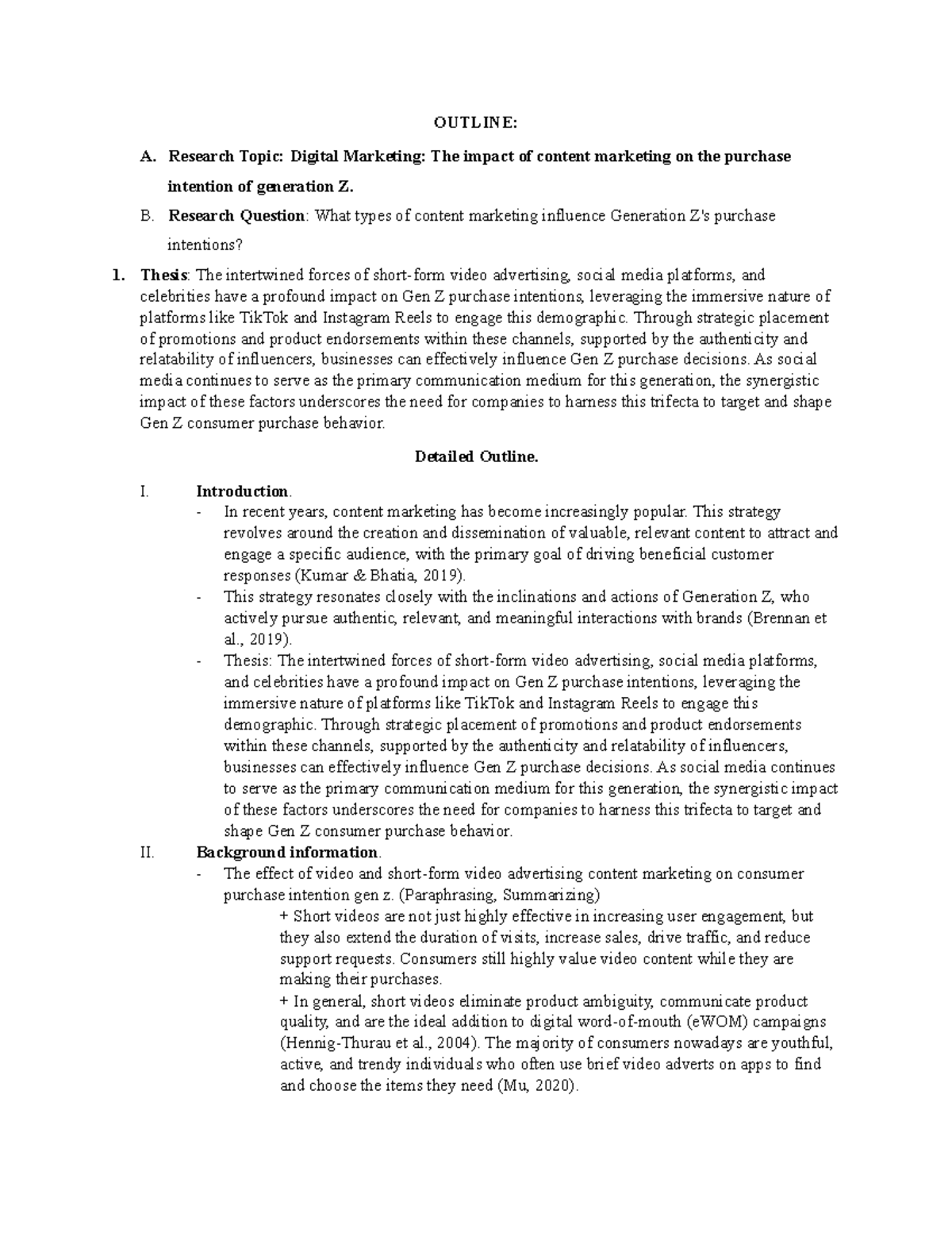 OUTLINE: The Impact of Content Marketing on Gen Z Purchase Intentions ...