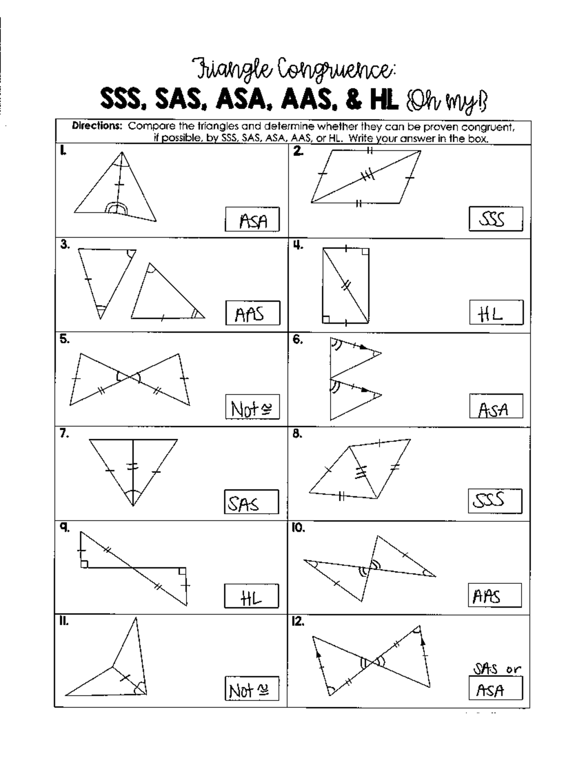 Chapter 5 review solutions 2nd page of packet - Triangle Congruence ...