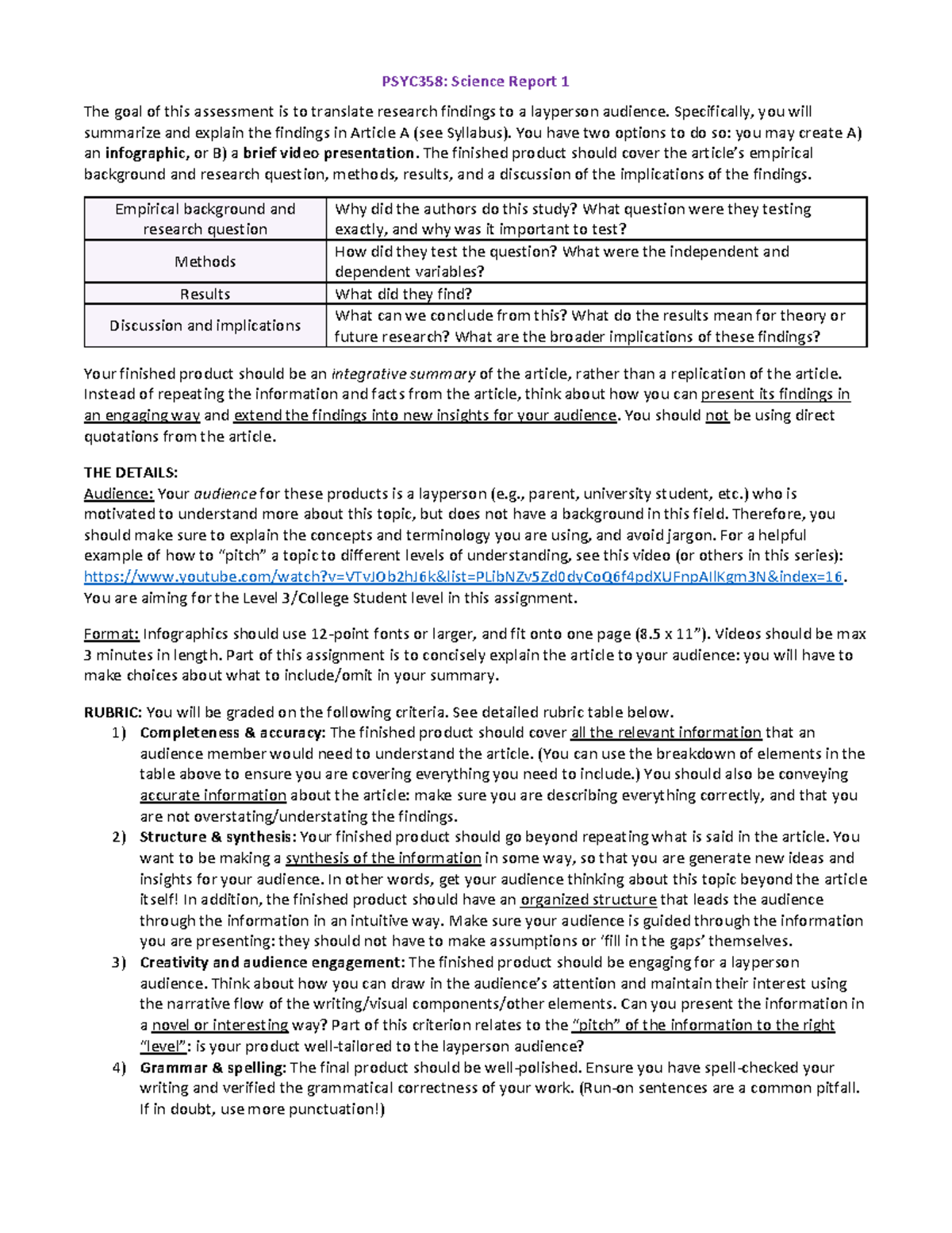 PSYC358: Science Report 1 Guidelines for Layperson Engagement - Studocu