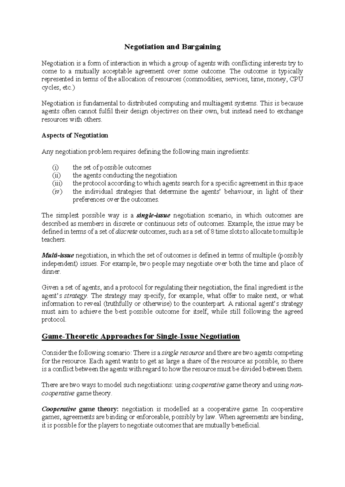 Negotiation and Bargaining Strategies: Unit 4 Insights - Studocu
