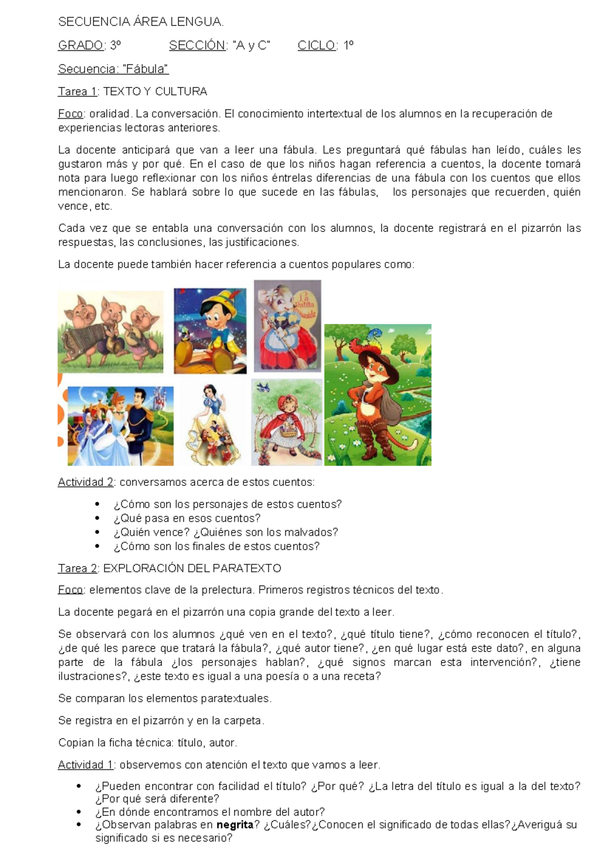 Secuencia Didáctica: La Fábula "El Zorro y la Cigüeña" - 3º Grado - Studocu