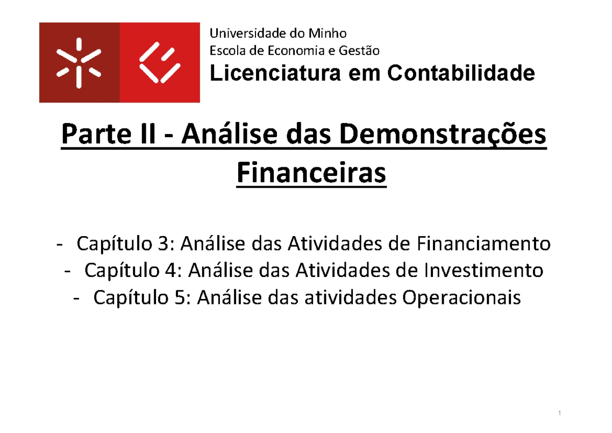 Lic. em Contabilidade - Análise das Atividades de Financiamento II.3 ...