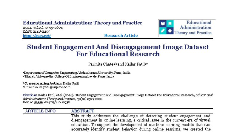 Student Engagement and Disengagement Dataset for Educational Research ...