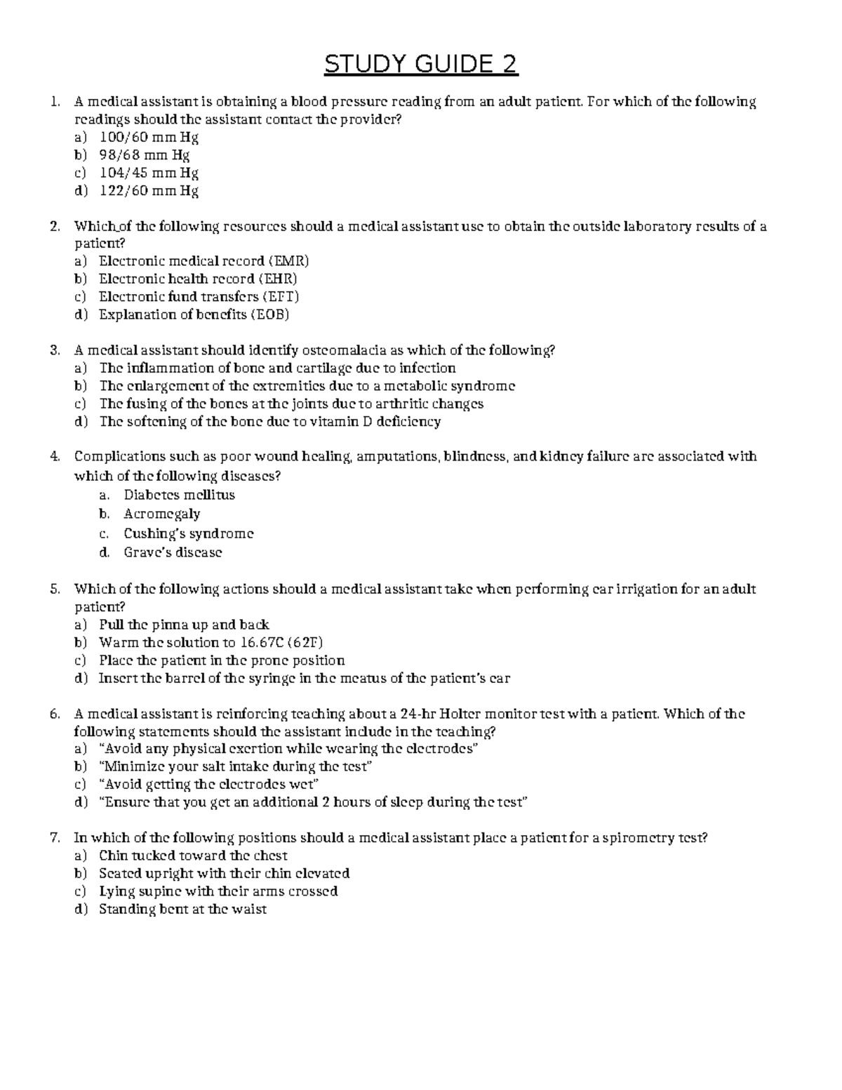 CMA Study Guide 2: Essential Knowledge for Medical Assistants - Studocu