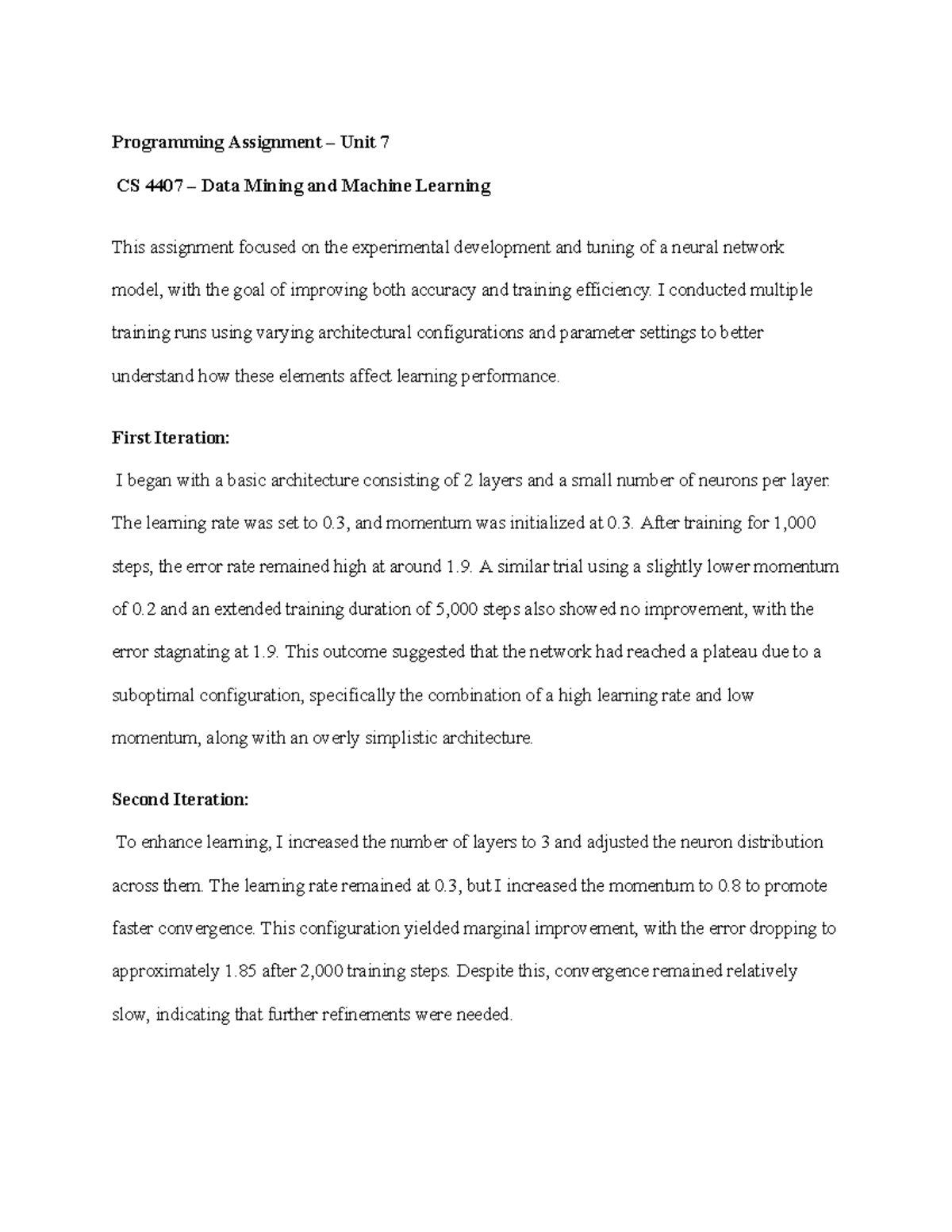 CS 4407 Programming Assignment: Neural Network Model Tuning - Studocu