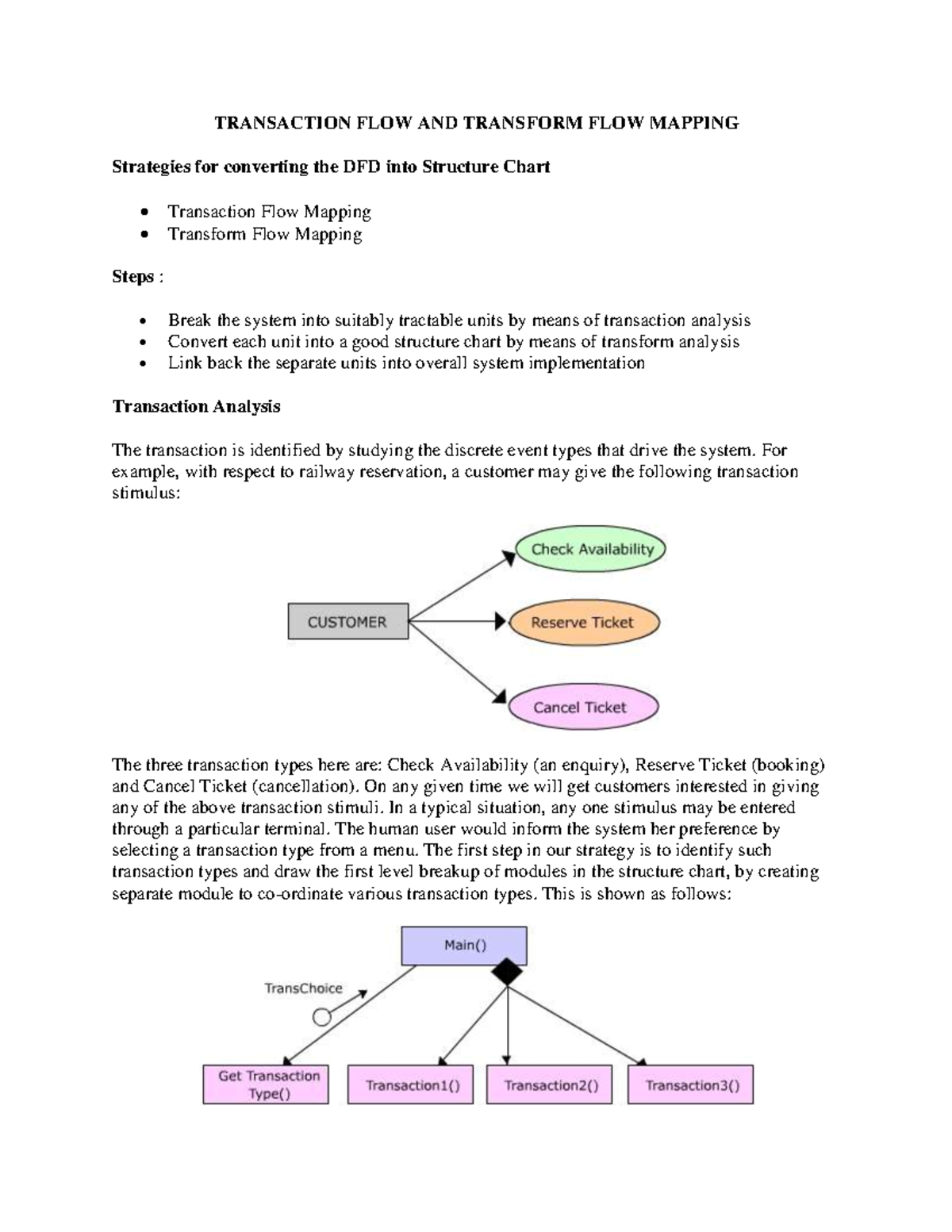 Unit 4 - Transform & Transaction Analysis: DFD to Structure Chart - Studocu