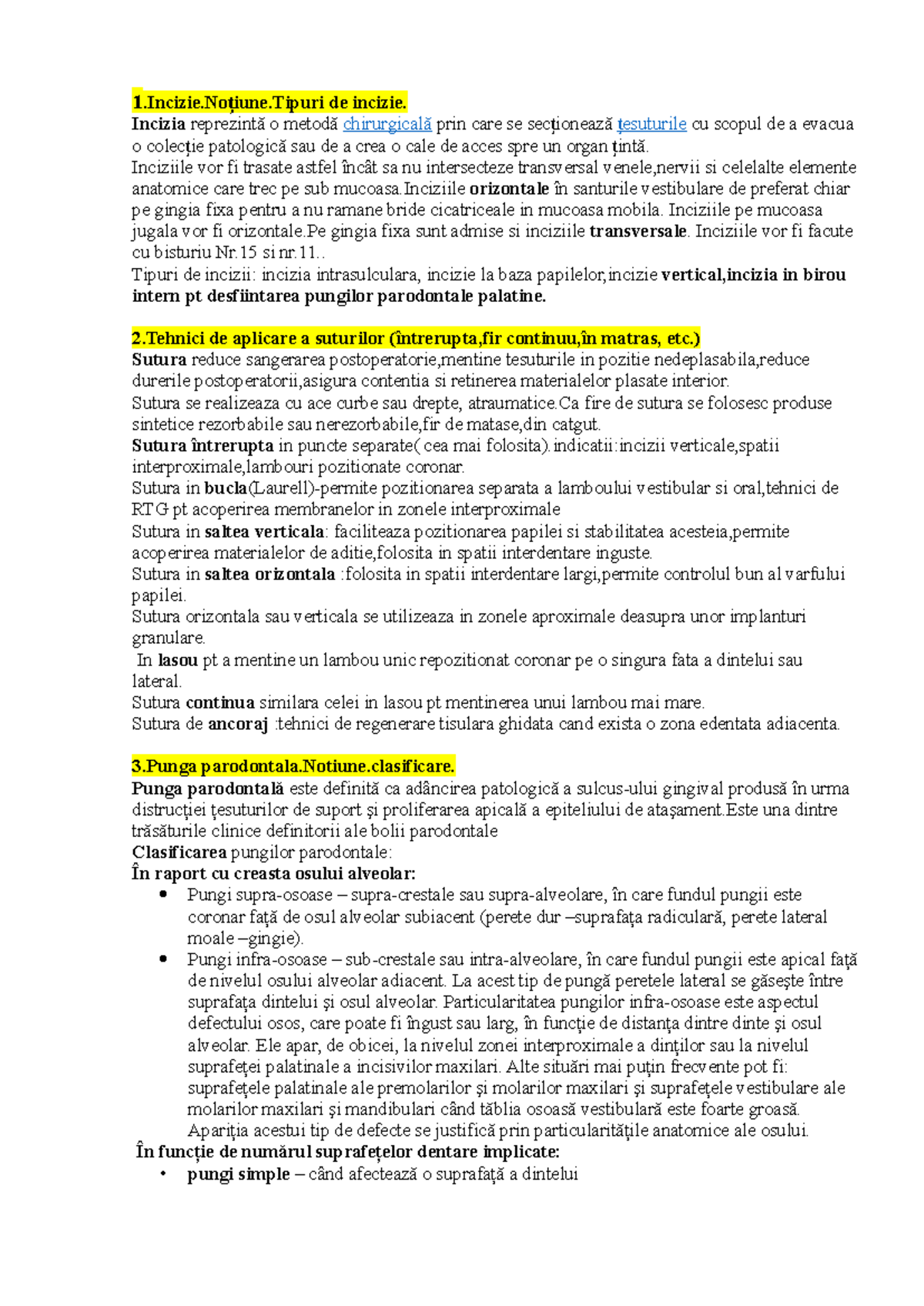Examen paro - 1 .Incizie iune de incizie.ț Incizia reprezintă o metodă ...