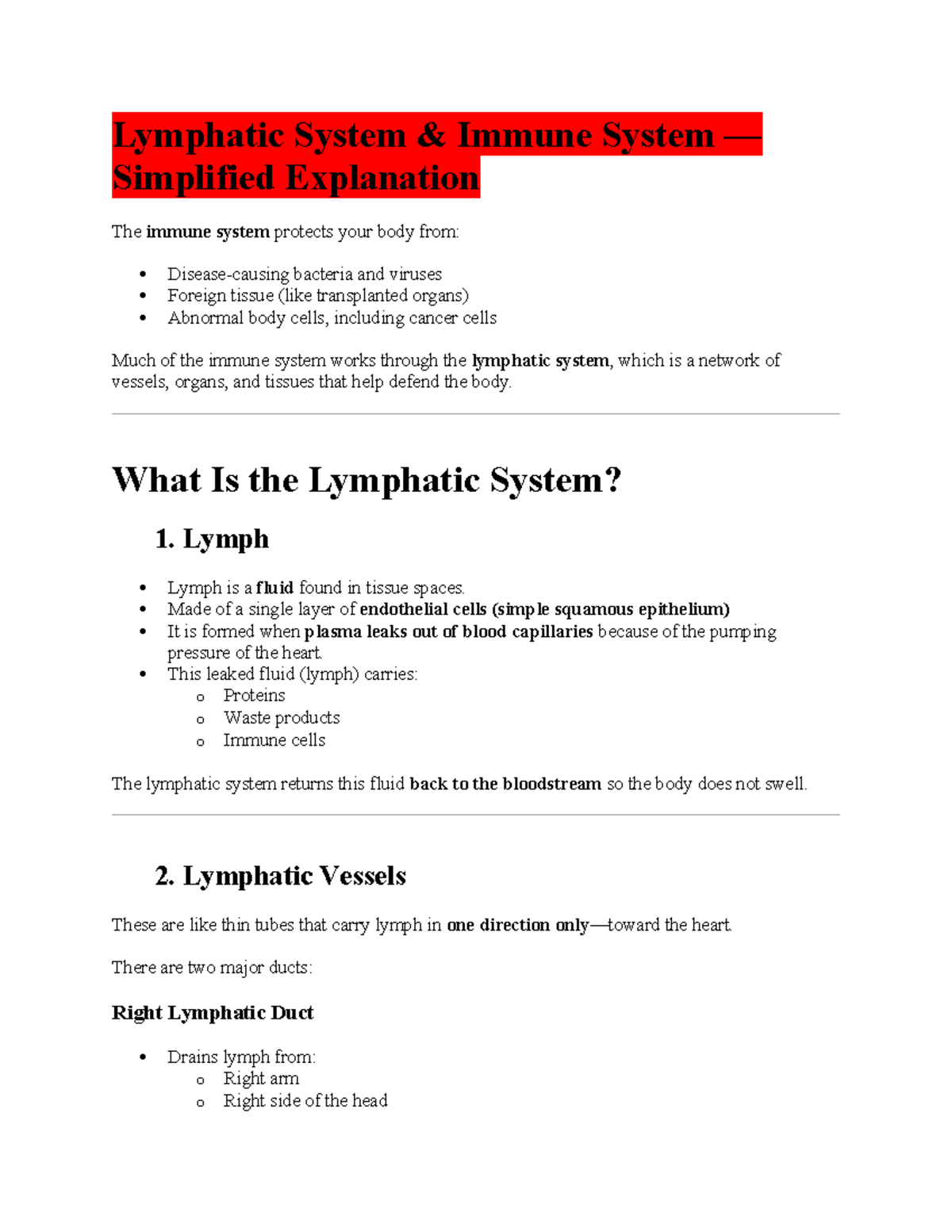 Lymphatic System & Immune Response Overview (BIO 101) - Studocu