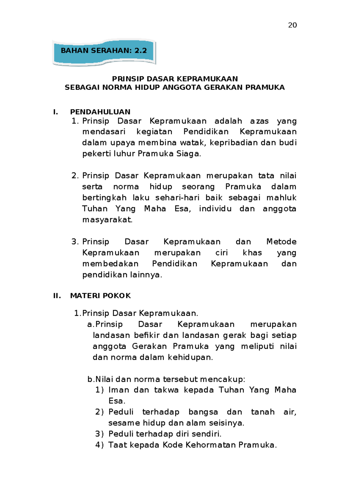 2.2 PDK Sebagai Norma Hidup Anggota Gerakan Pramuka - Studocu