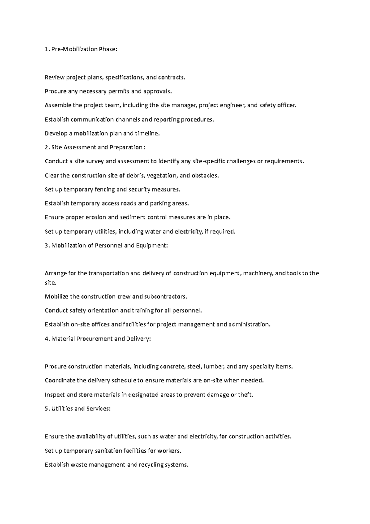 Mobilization Schedule for Construction Project: Steps and Procedures ...