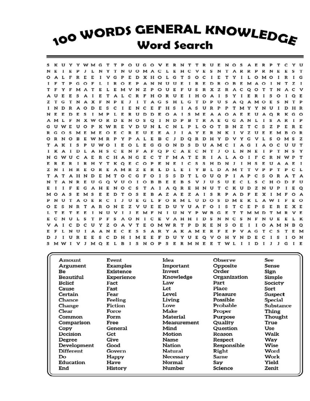 General Knowledge Insights: 100 Words Overview (SKUYYWMGTTPOUG) - Studocu