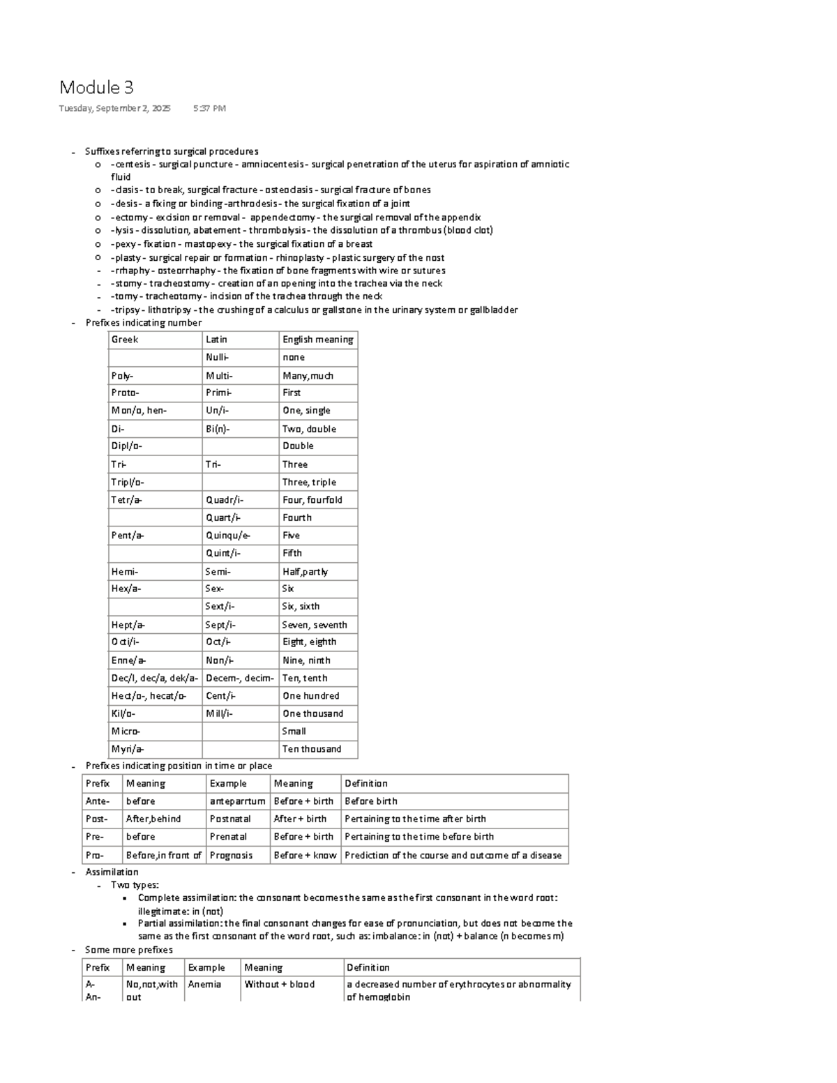 Understanding Medical Prefixes and Suffixes: A Detailed Guide (Module 3 ...