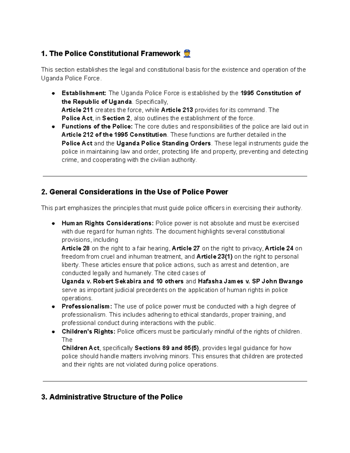 UGA 101: Notes on the Police Constitutional Framework and Functions ...