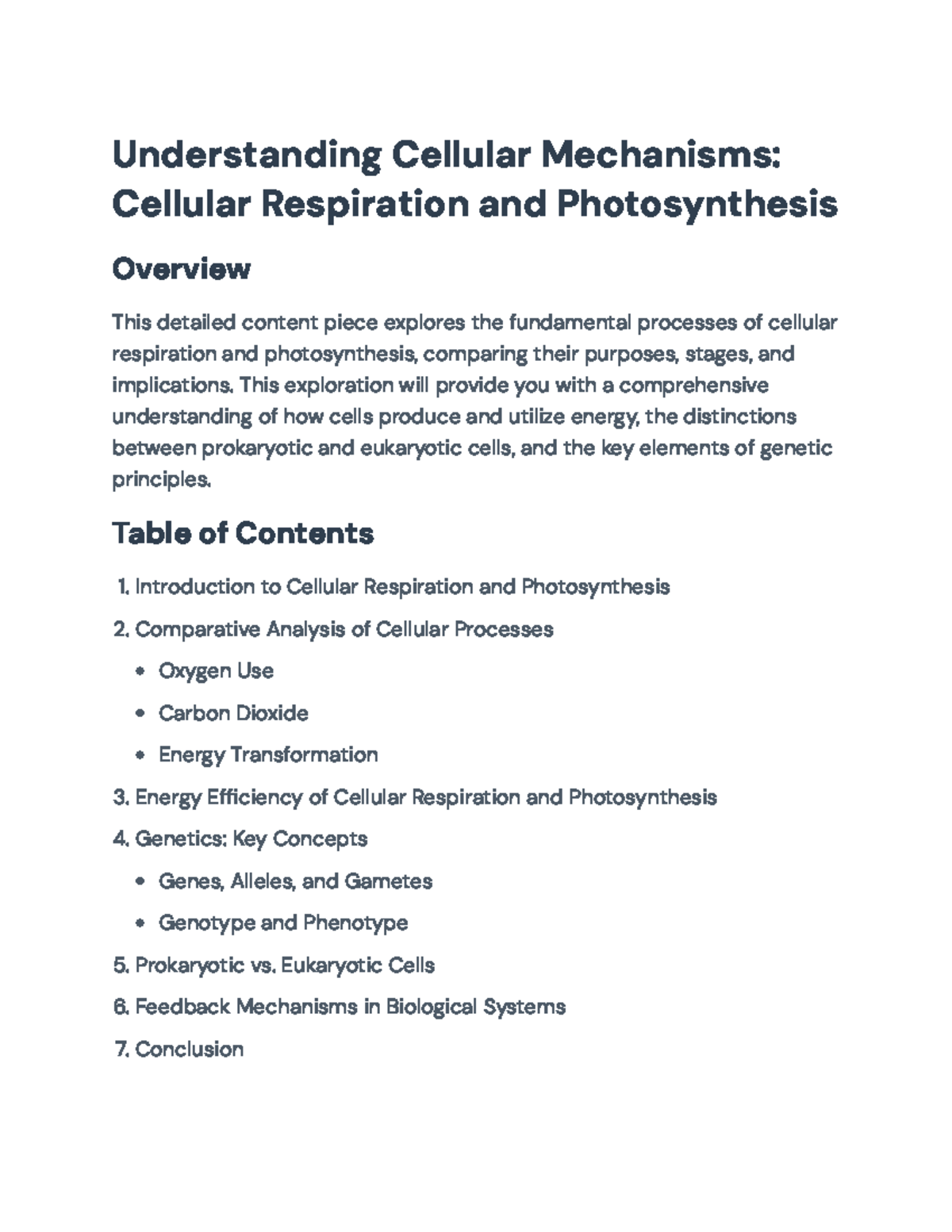 Cellular Respiration and Photosynthesis: A Comparative Analysis ...