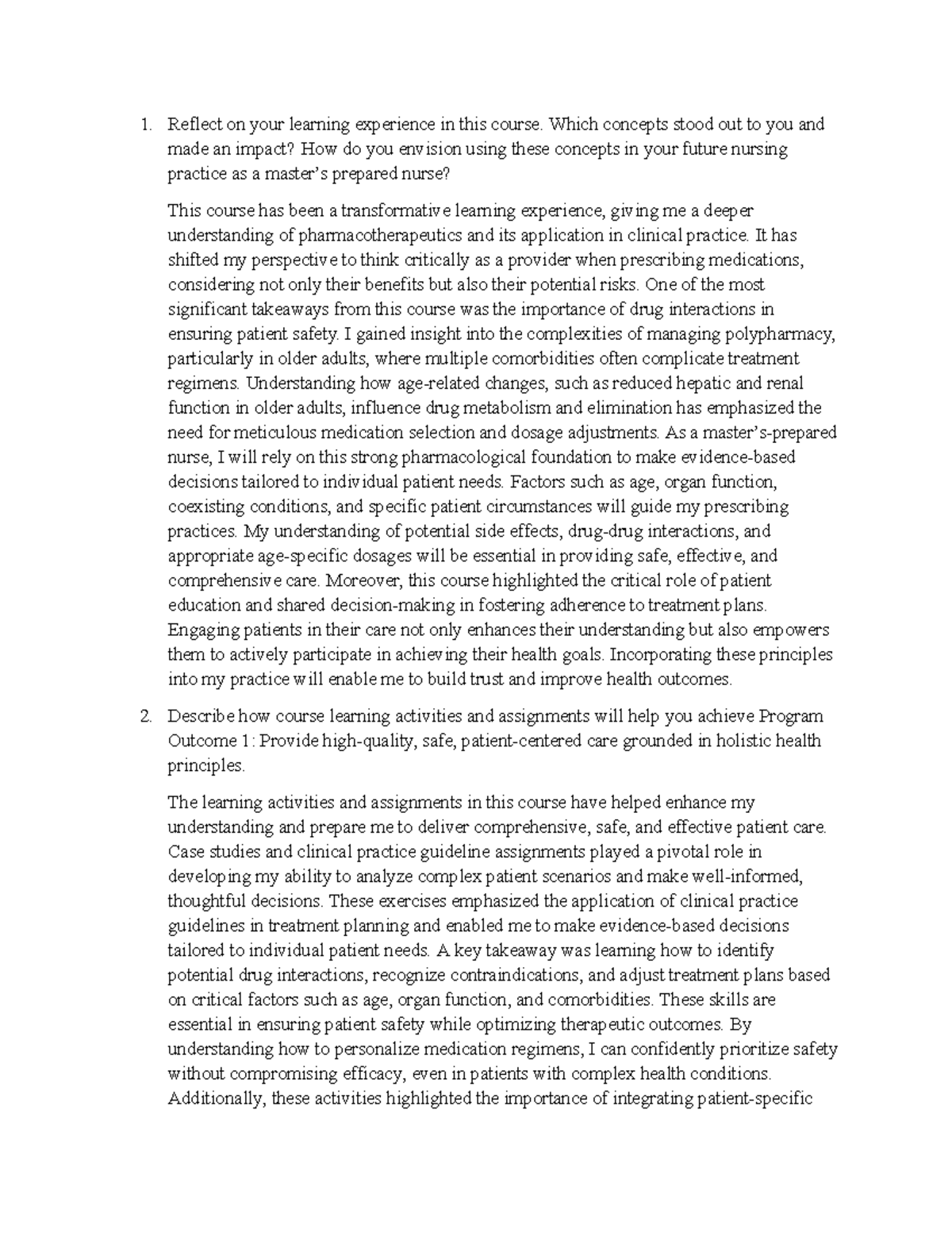 NUR 610 Week 8 Collaboration Café Reflection on Learning Experiences ...