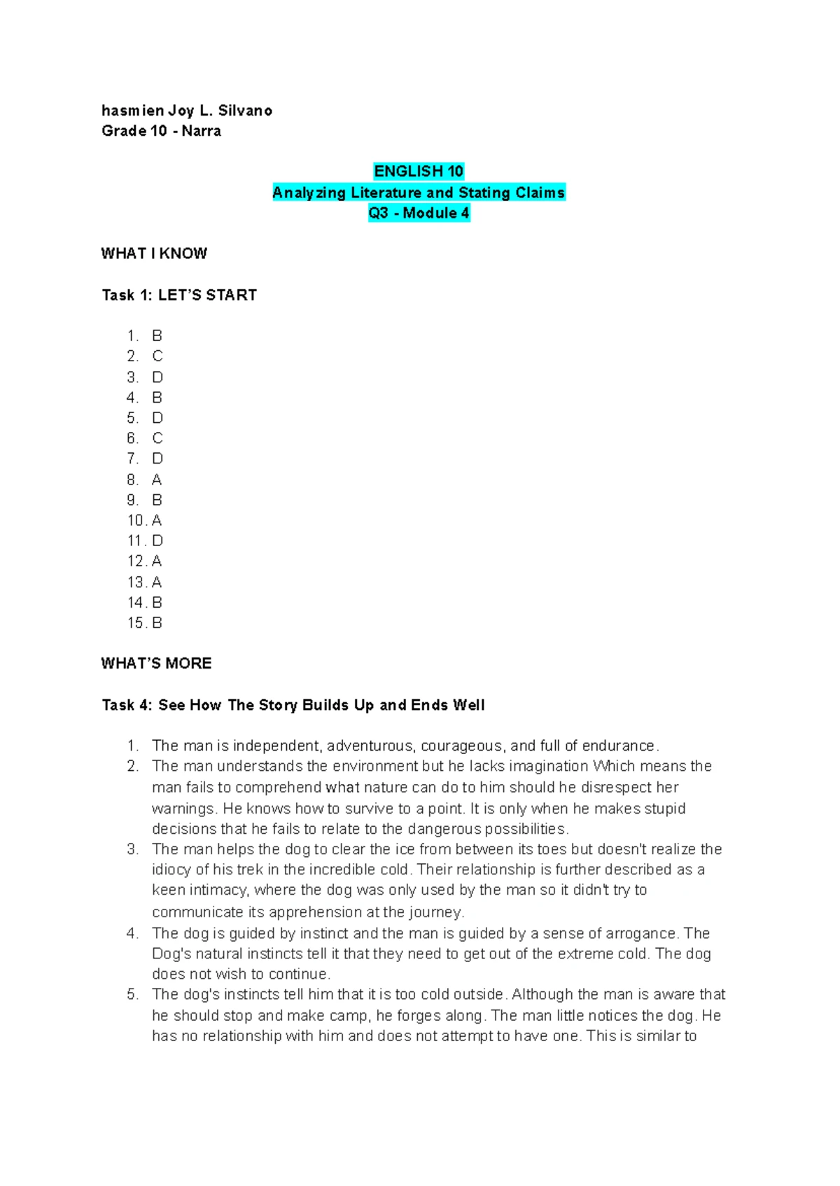 English 10 Q3 Module 3 - Lecture notes 10 - Yhasmien Joy L. Silvano ...