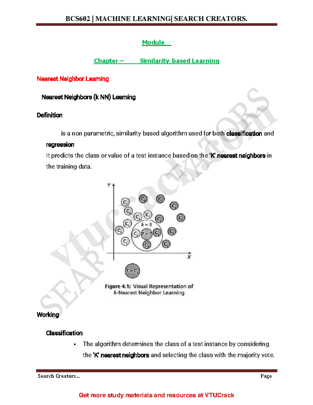 BCS602 MACHINE LEARNING: Nearest Neighbors & Regression Techniques ...