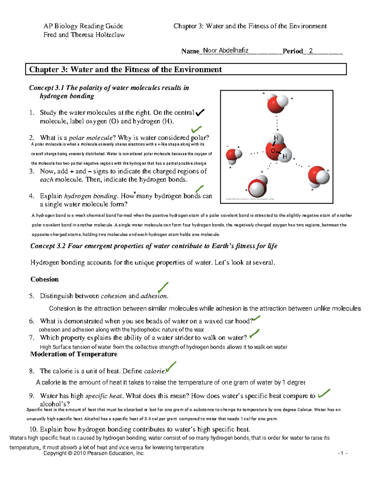 AP Biology Reading Guide: Chapter 3 - Water and Environmental Fitness ...