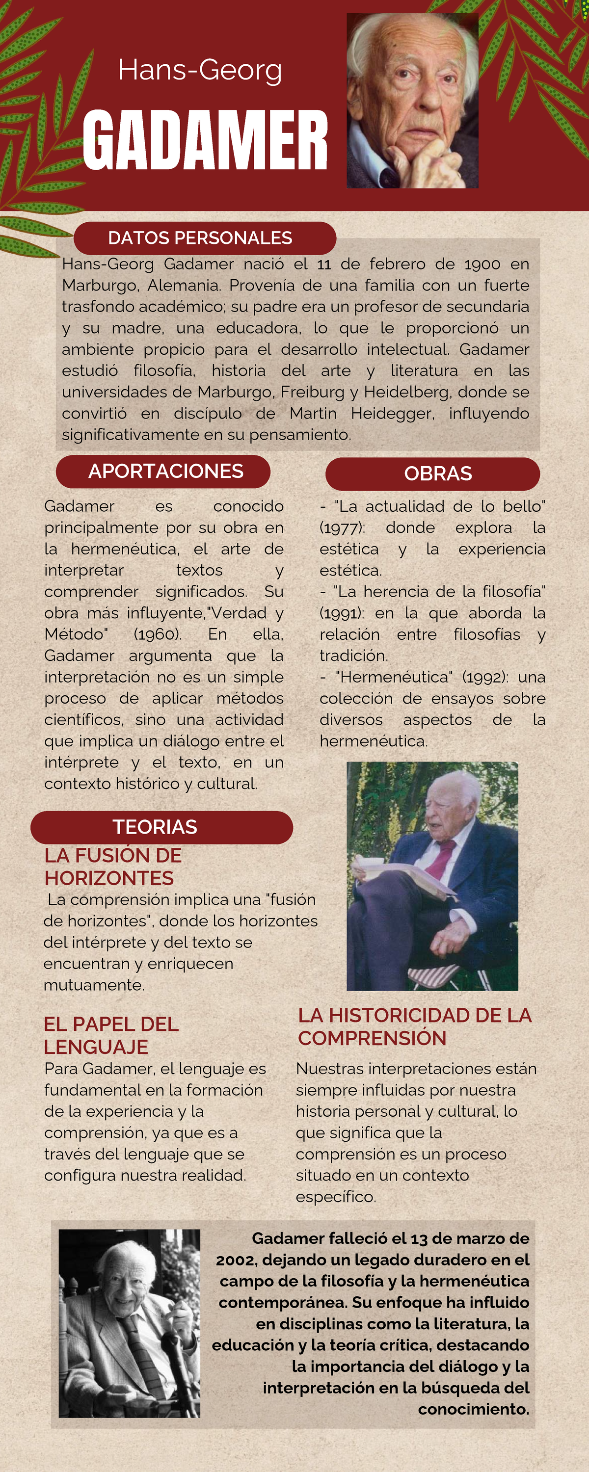 GADAMER Y SU LEGADO EN LA HERMENÉUTICA: DATOS PERSONALES Y OBRAS - Studocu