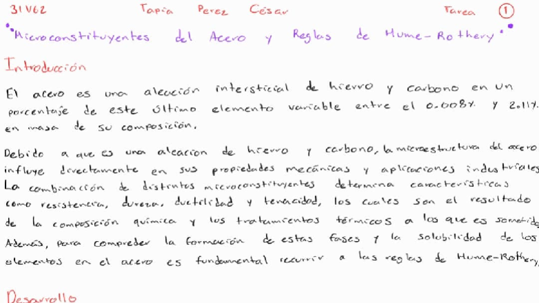 31V62 Microconstituyentes del Acero y Reglas de Rothery - Studocu