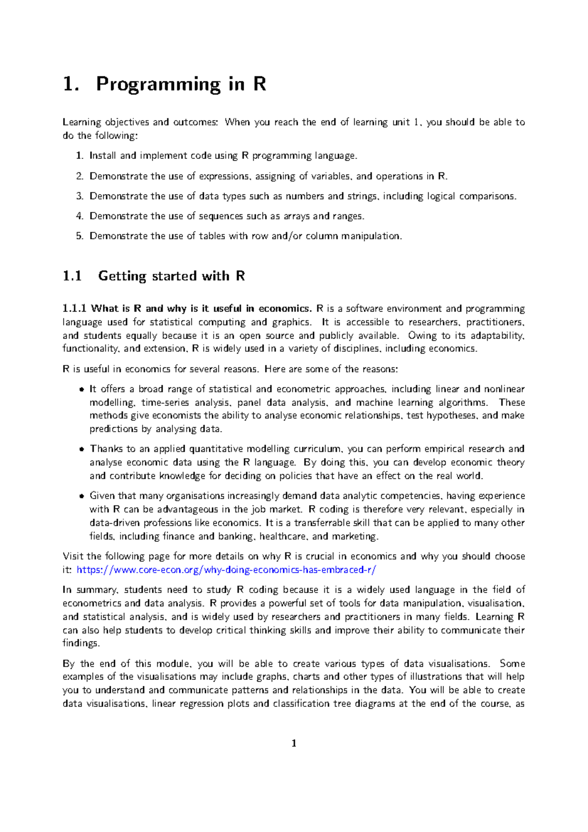 DSC2608 Learning Unit 1: Introduction to R Programming Basics - Studocu