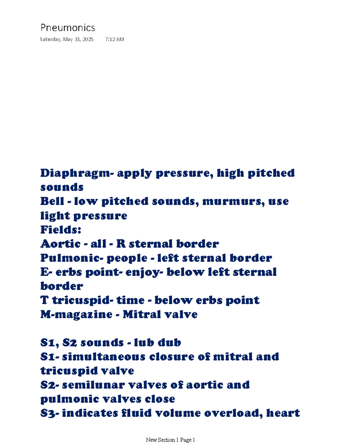 Pneumonics for Nursing: Key Concepts and Sounds - Studocu