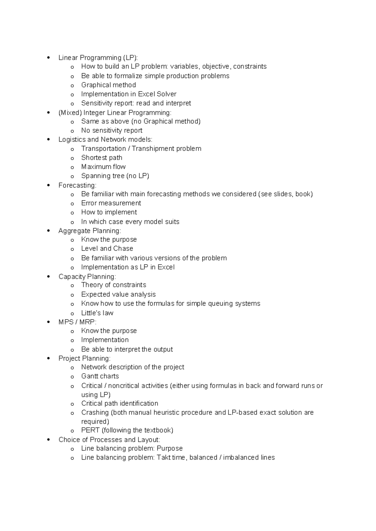 Exam Curriculum: Linear Programming & Related Topics (LP) - Studocu