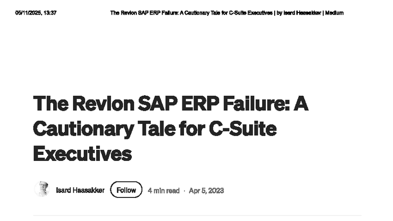 Revlon SAP ERP Failure: Lessons for Executives on Implementation Risks ...