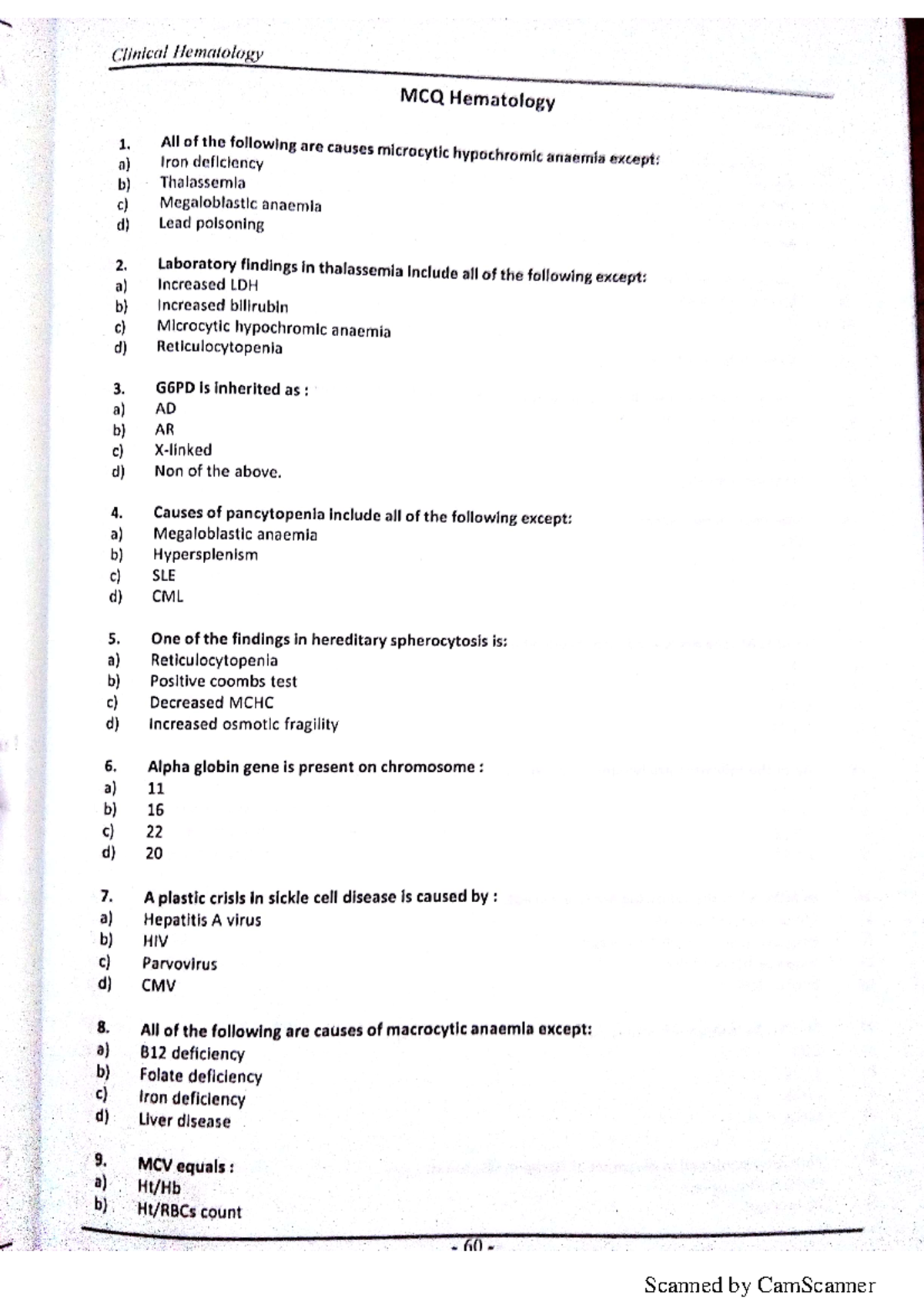 Clinical Pathology MCQs Review - Version 1 - Studocu