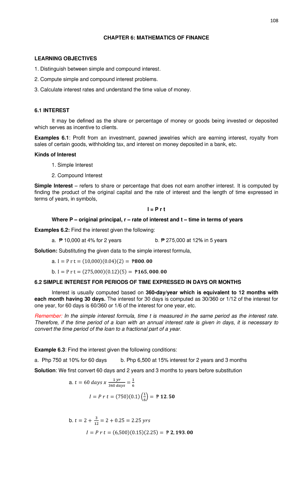 Chapter 6 math of Finance - CHAPTER 6: MATHEMATICS OF FINANCE LEARNING ...