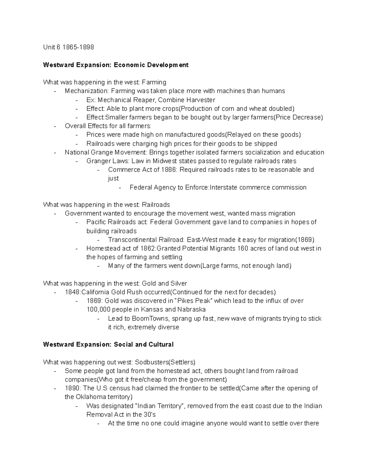 Unit 6 APUSH: Westward Expansion and Economic Development Insights ...