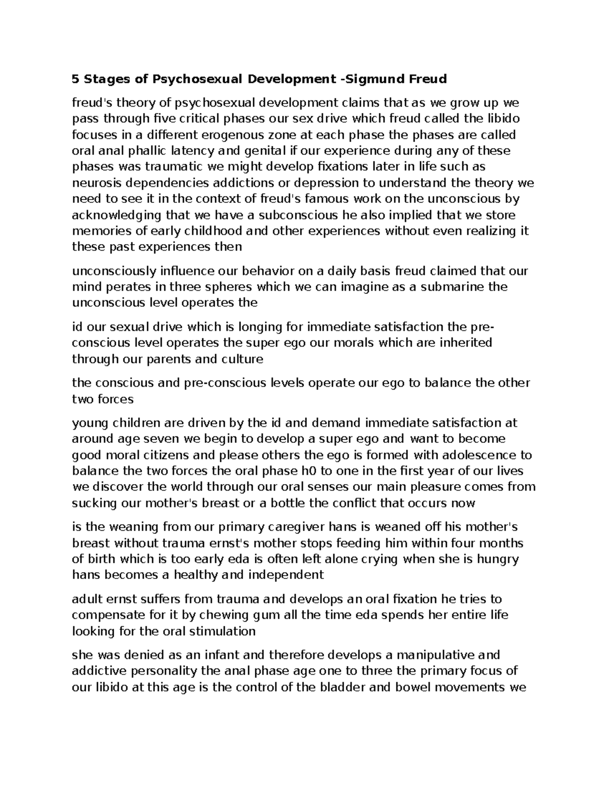 Freud's 5 Stages of Psychosexual Development Explained - Studocu