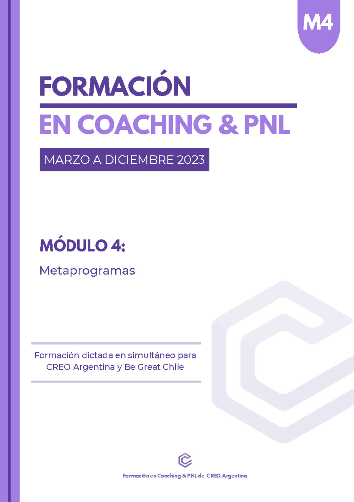 M4 FORMACIÓN EN COACHING PNL: Módulo 4 - Metaprogramas - Studocu
