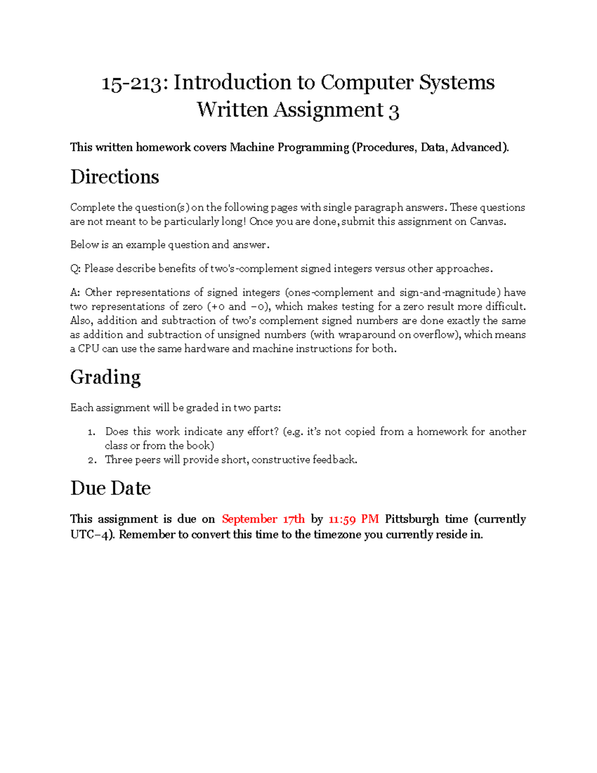 WA3 - Written Assignment on Machine Programming Concepts - Studocu