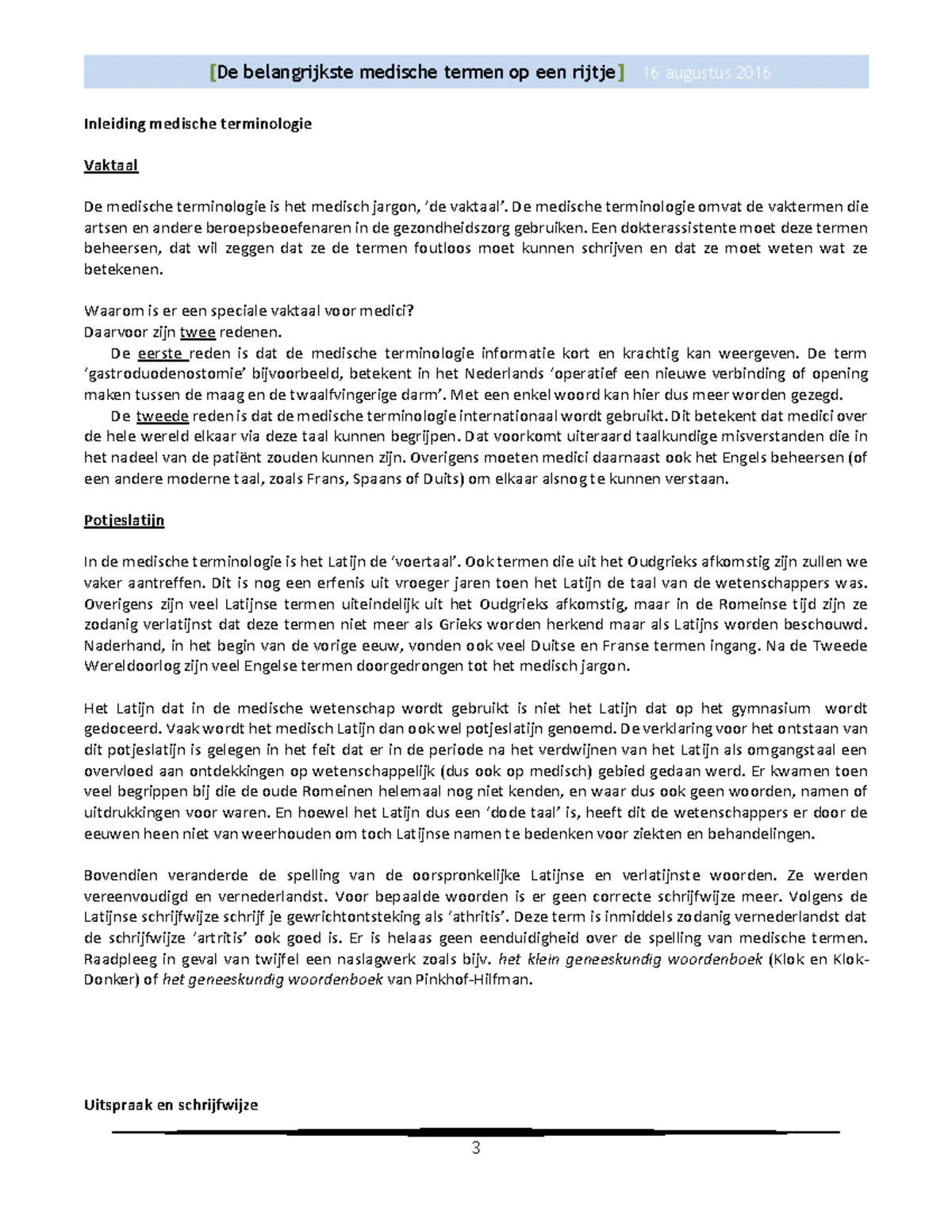 Meeste medische woorden - belangrijkste medische termen op een 16 ...