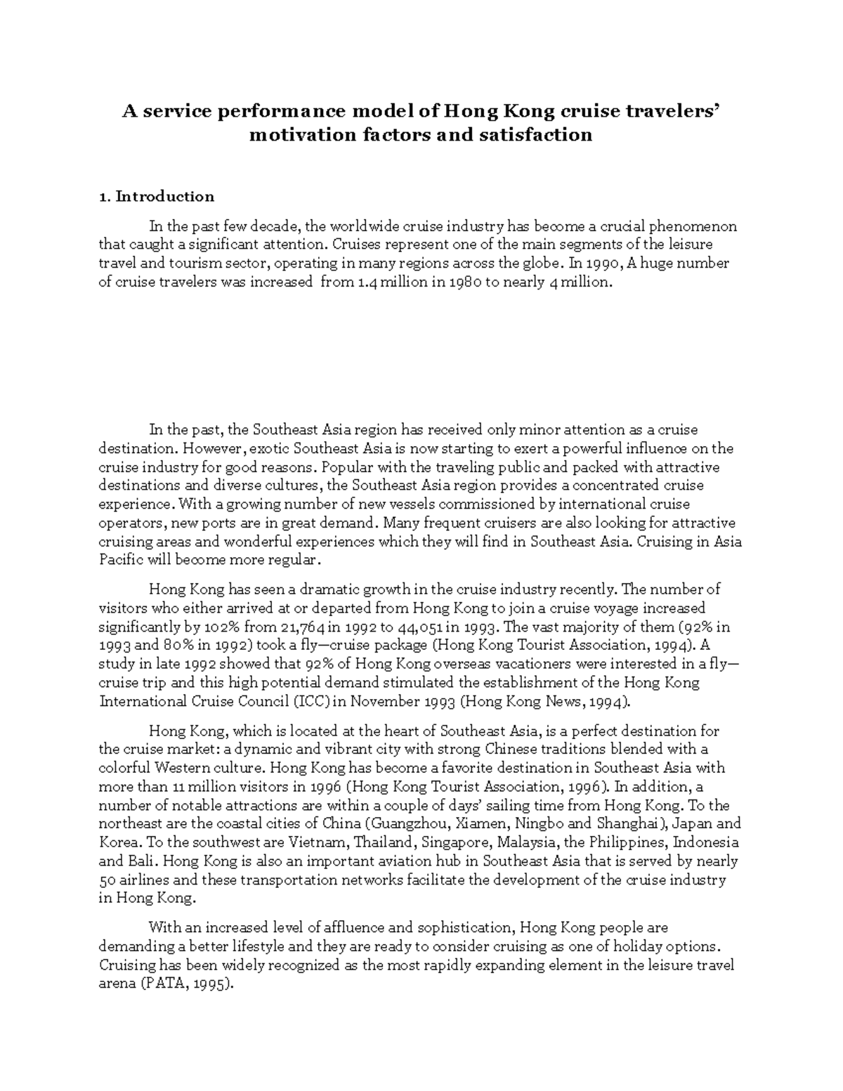 Exercise 2: Writing Introduction for Cruise Industry Study - Studocu