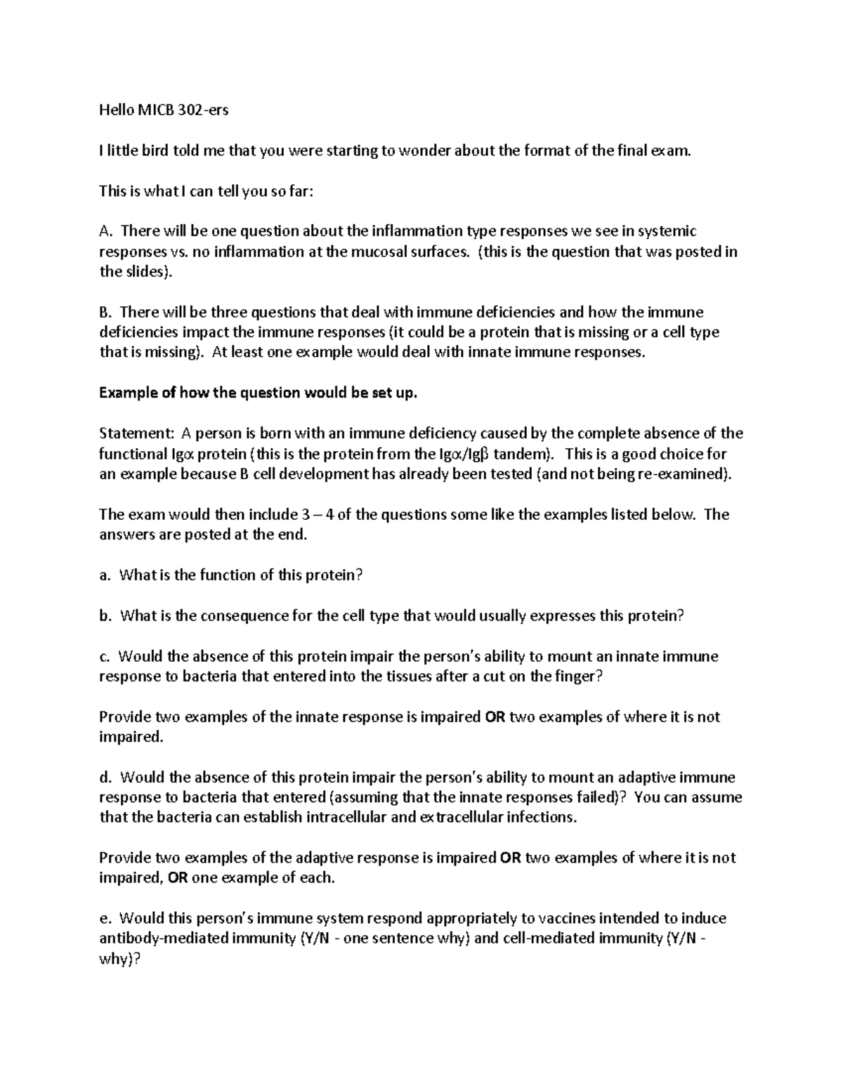 302 Final exam notes - MICB 302 - UBC - Studocu